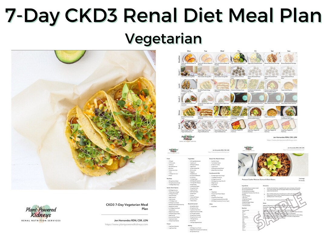 CKD3 Vegetarian Renal Diet Meal Plan 7 Days Grocery List Etsy CKD3 Vegetarian Renal Diet Meal Plan 7 Days Grocery List Etsy