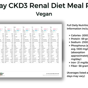 CKD3 Vegan Renal Diet Meal Plan (7 Full Days + Grocery List) - Etsy