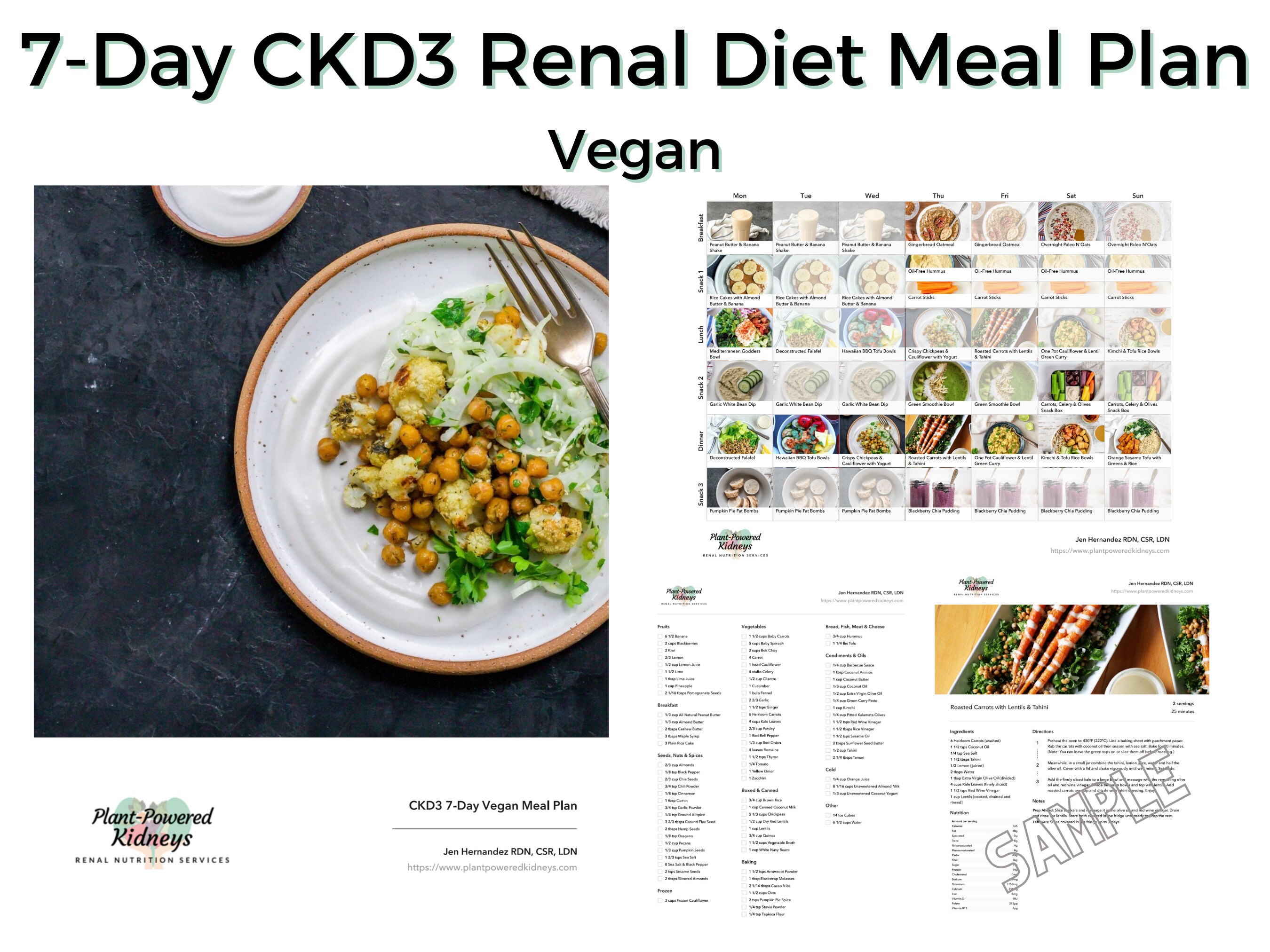 CKD3 Vegan Renal Diet Meal Plan (7 Full Days + Grocery List) - Etsy