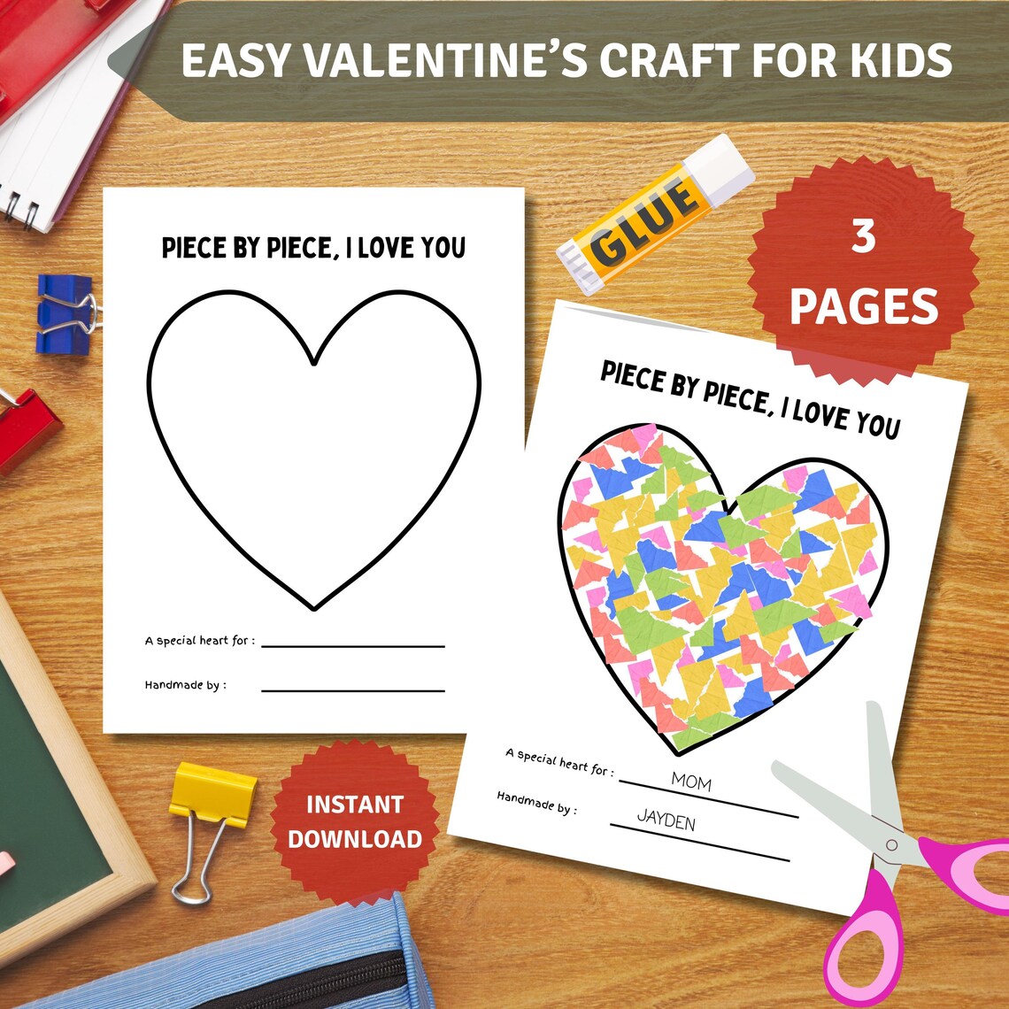 Easy Valentine Craft for Kids, Heart Torn Paper Craft for Toddlers ...
