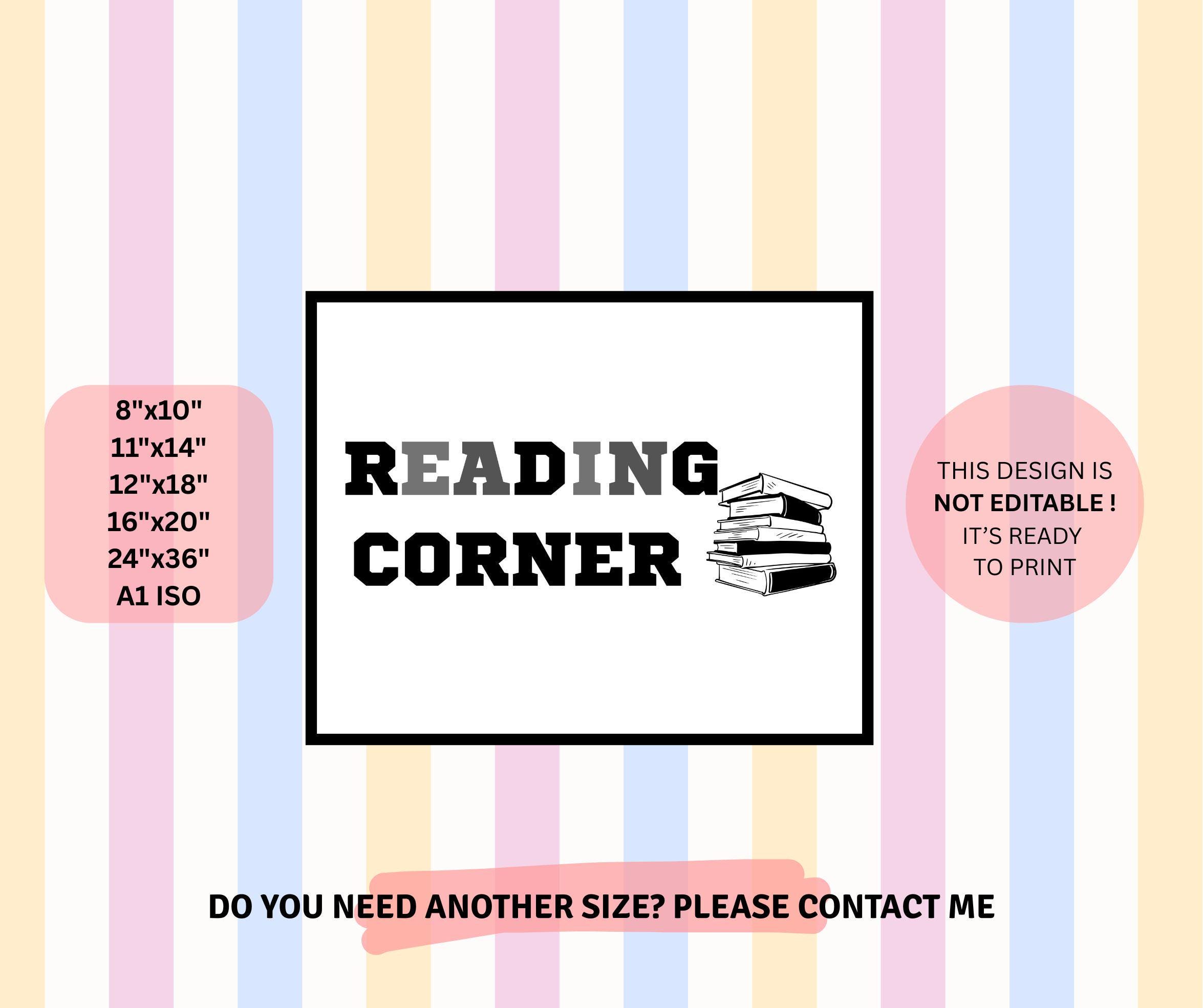 Reading Corner Sign: Kids Classroom Poster, Reading Corner Printable ...