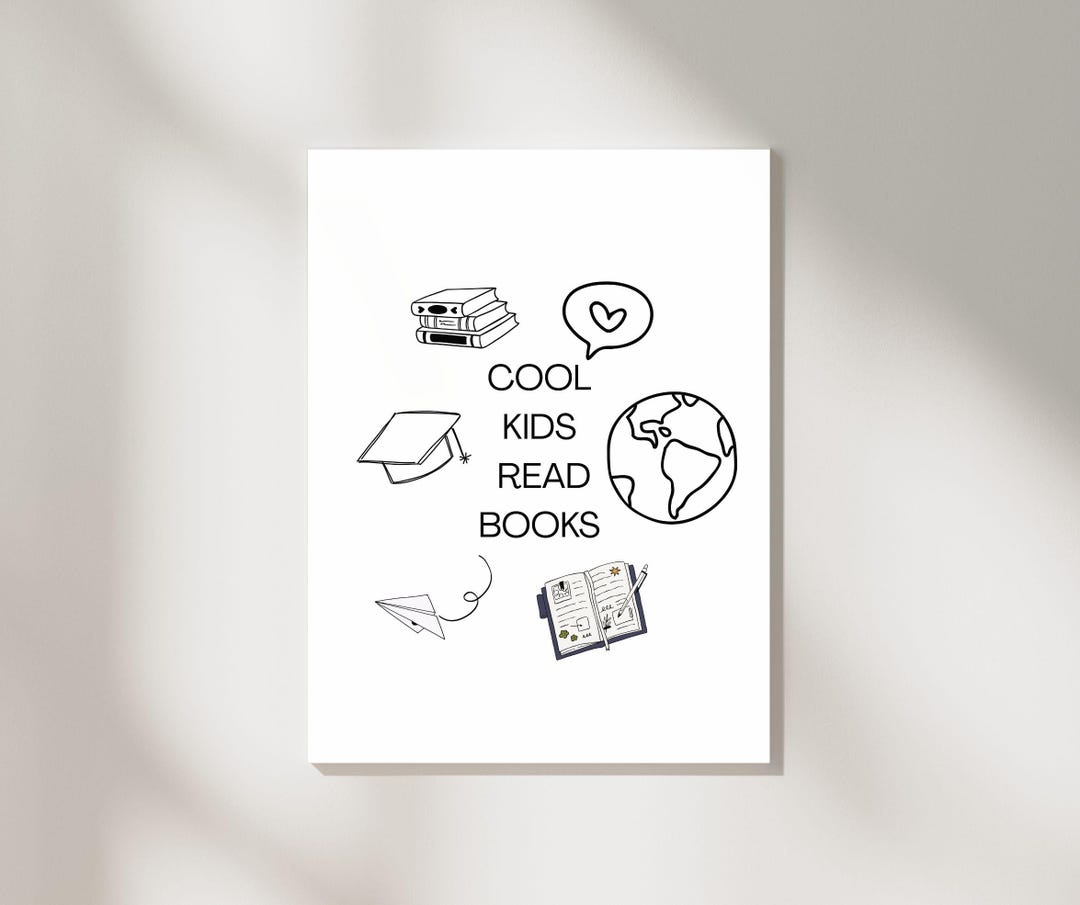Cool Kids Read Books, Read Quote Sign, Book Lover Gift, Kids Wall Decor ...