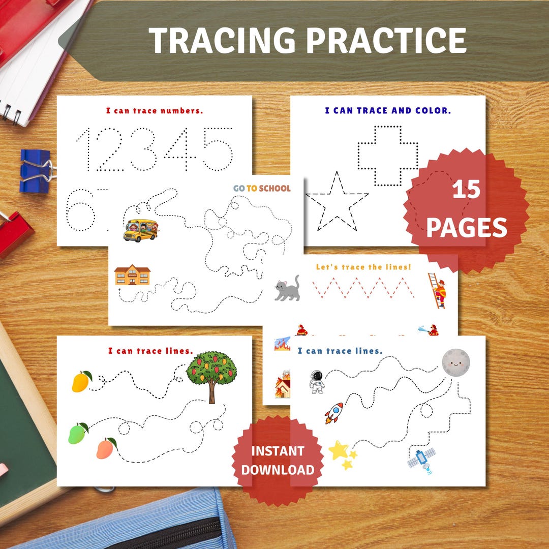 Line Tracing Practice Worksheets Bundle, Fine Motor Pre-writing ...