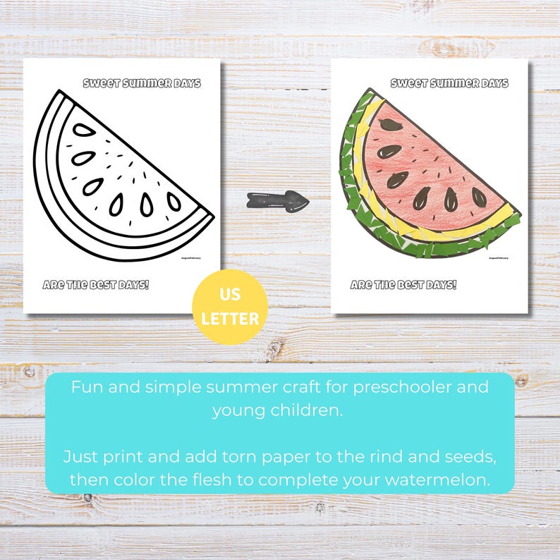 Watermelon Torn Paper Activity for Kids | Summer Printable Craft ...