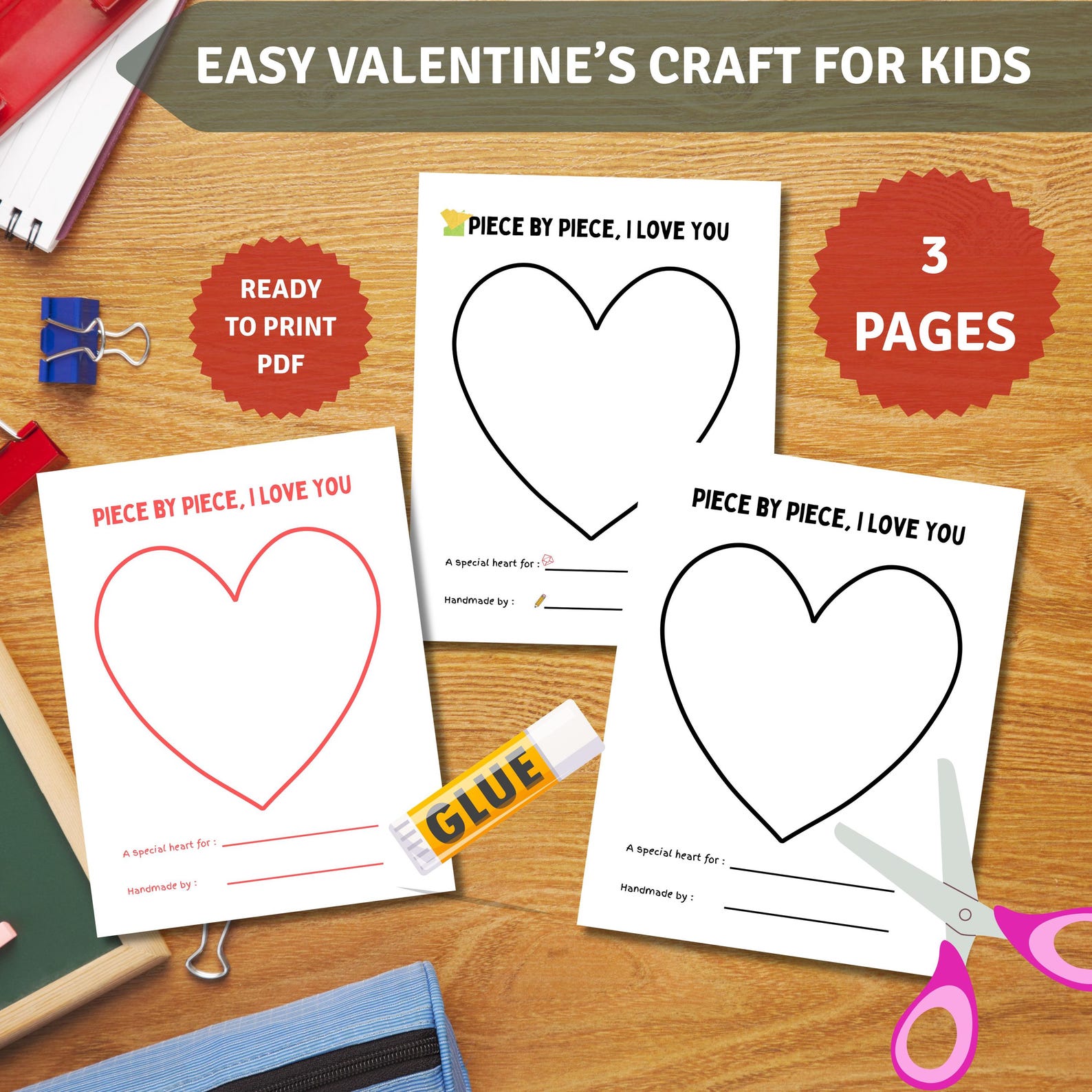 Easy Valentine Craft for Kids, Heart Torn Paper Craft for Toddlers ...