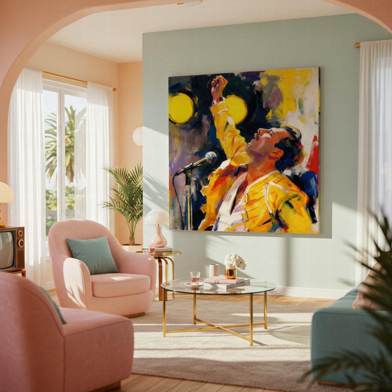 Freddie Mercury Live Performance Canvas – Iconic Queen Singer Wall Art Poster Print, Rock ...