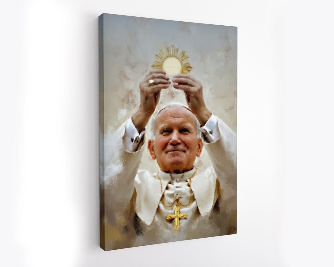 Majestic Saint John Paul II Holding the Host – Premium Canvas Print ...