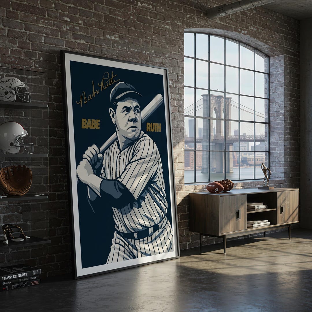 Babe Ruth Batting Stance Poster, NY Yankees Wall Art, MLB Legend ...