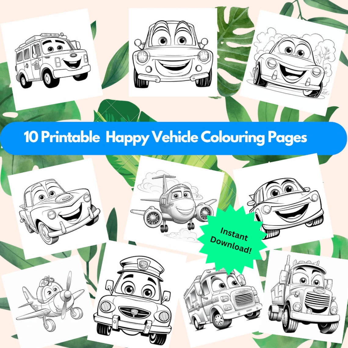 10 Happy Vehicle Coloring Pages for Kids Printable - Vehicle Colouring ...