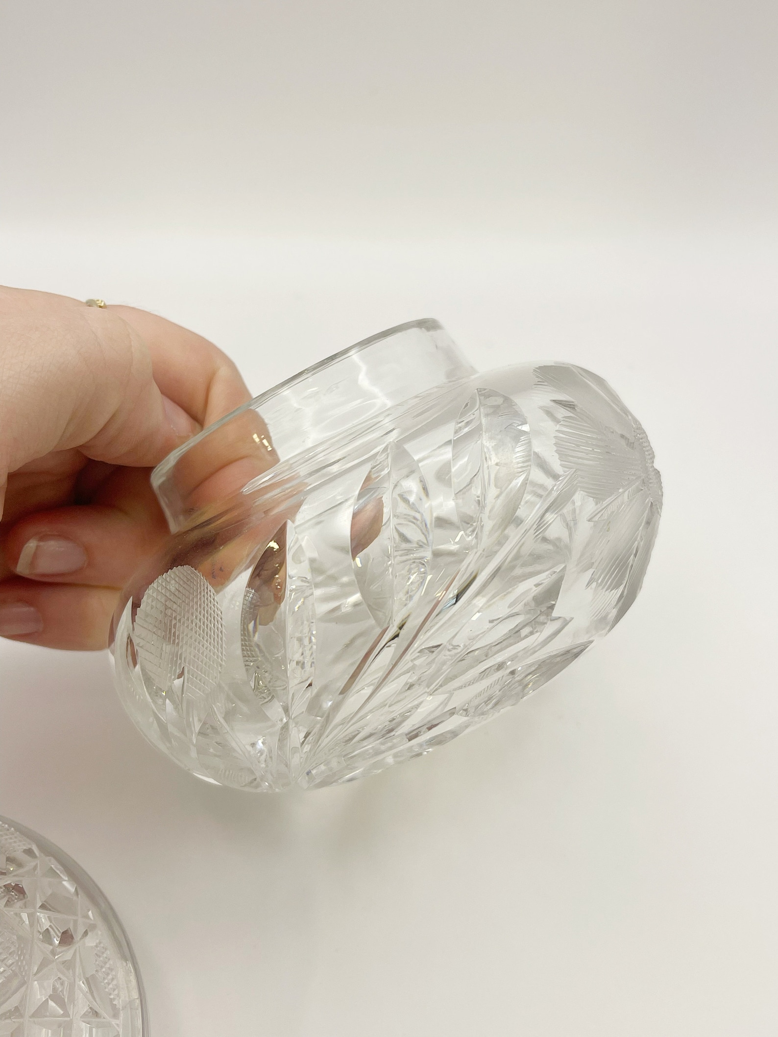 Vintage Cut Glass Covered Box With Lid - Etsy