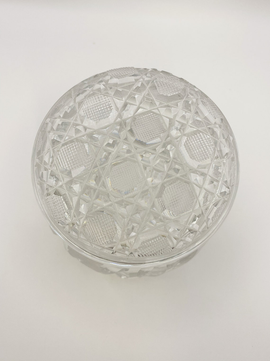 Vintage Cut Glass Covered Box With Lid - Etsy