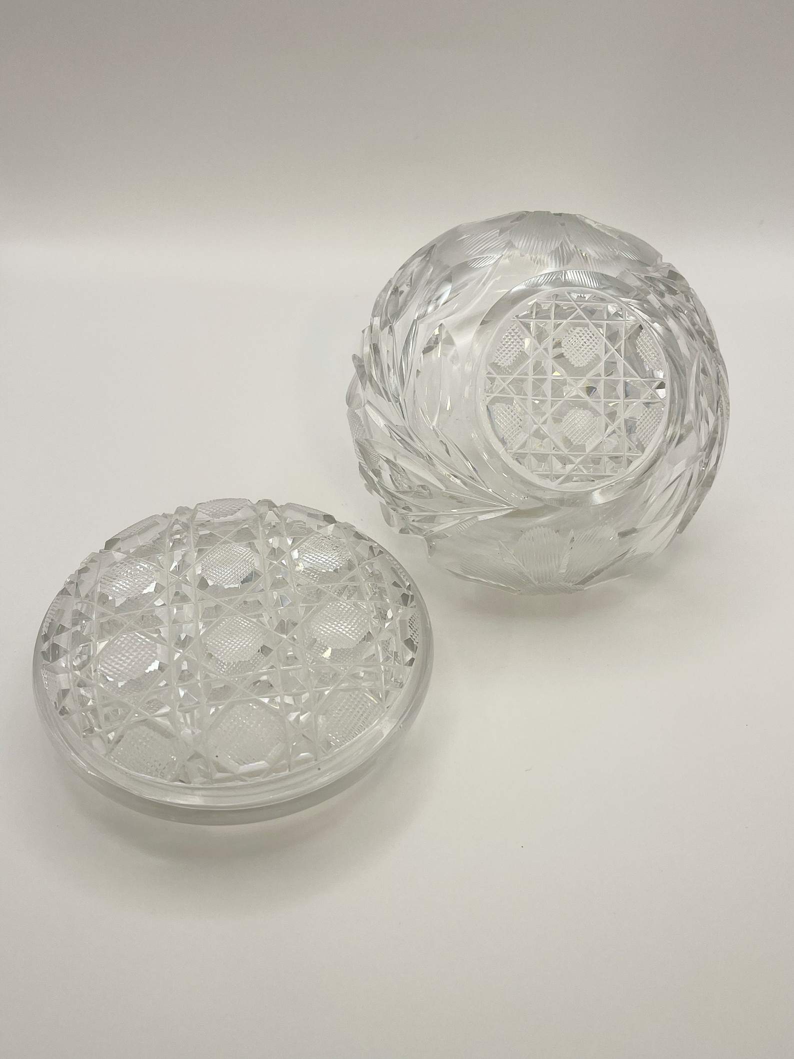 Vintage Cut Glass Covered Box With Lid - Etsy