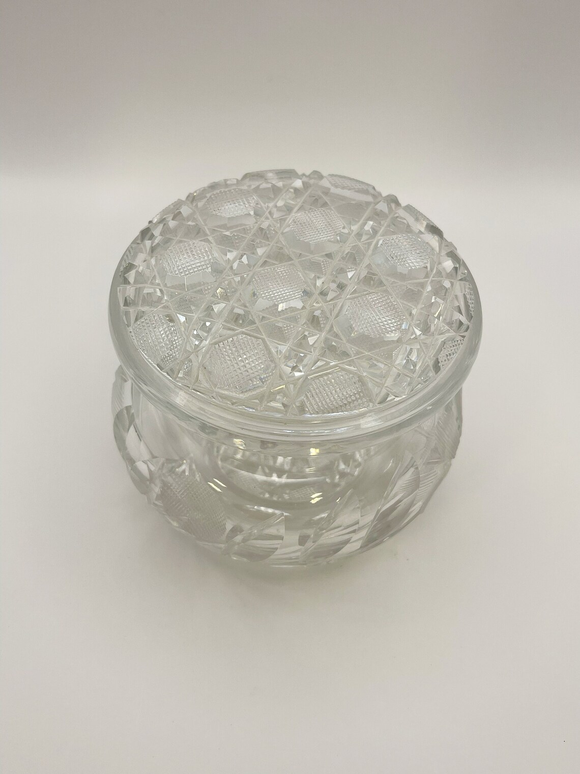 Vintage Cut Glass Covered Box With Lid - Etsy