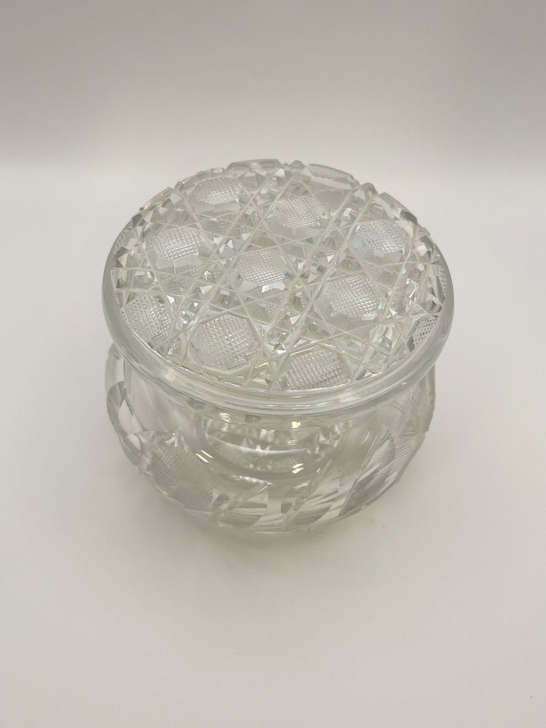 Vintage Cut Glass Covered Box With Lid - Etsy