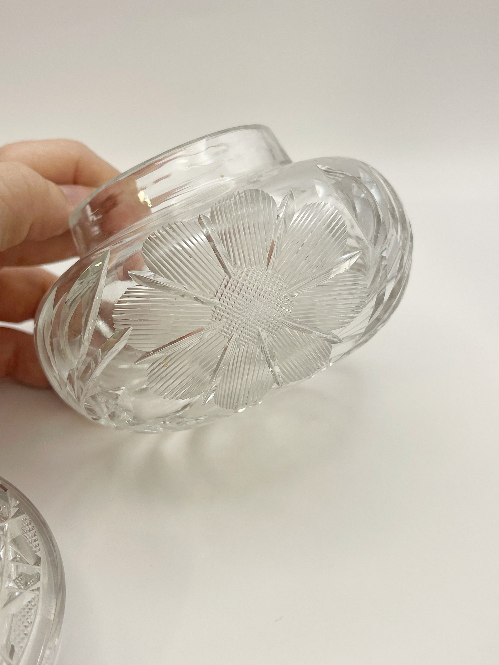 Vintage Cut Glass Covered Box With Lid - Etsy