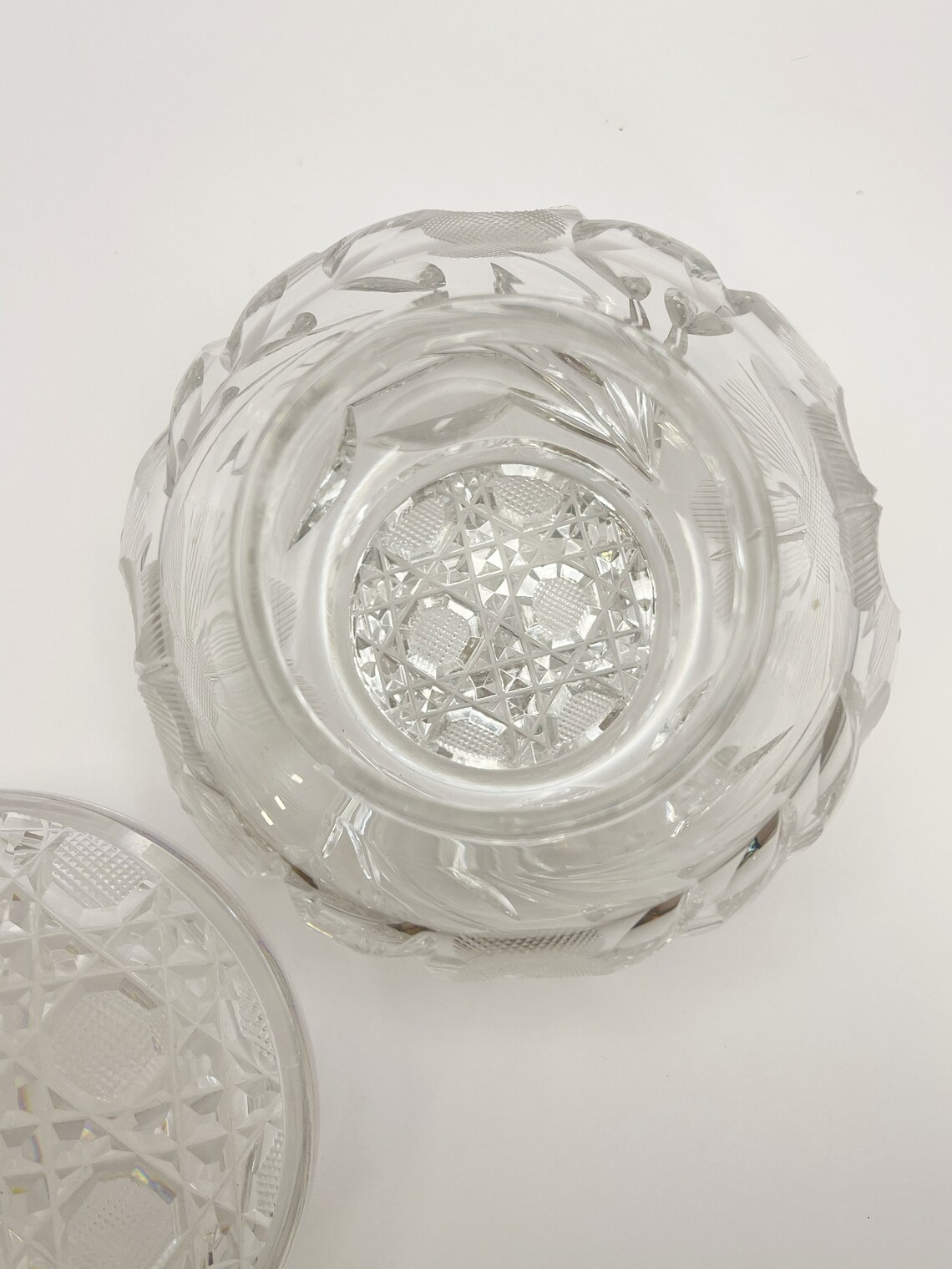Vintage Cut Glass Covered Box With Lid - Etsy