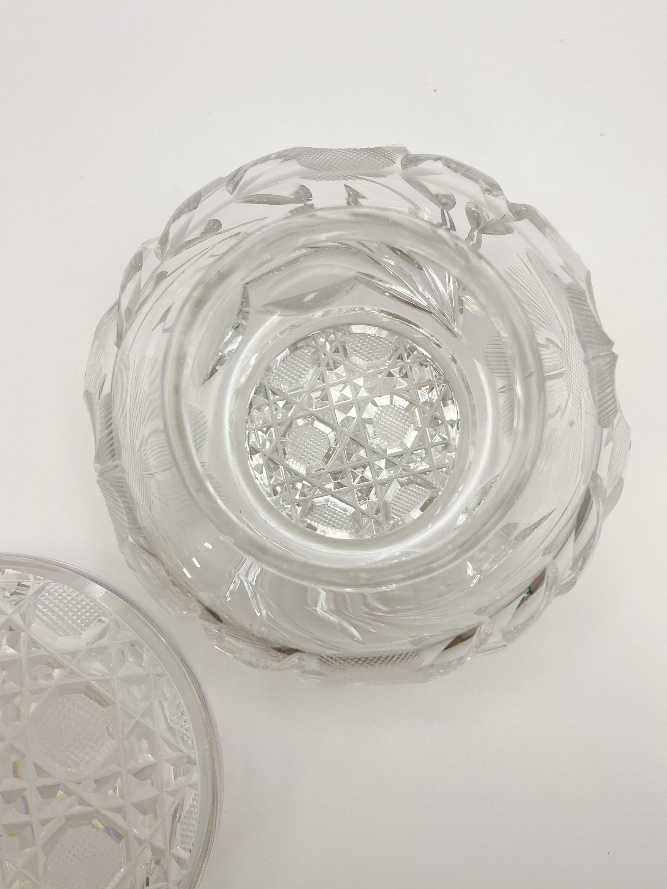 Vintage Cut Glass Covered Box With Lid - Etsy