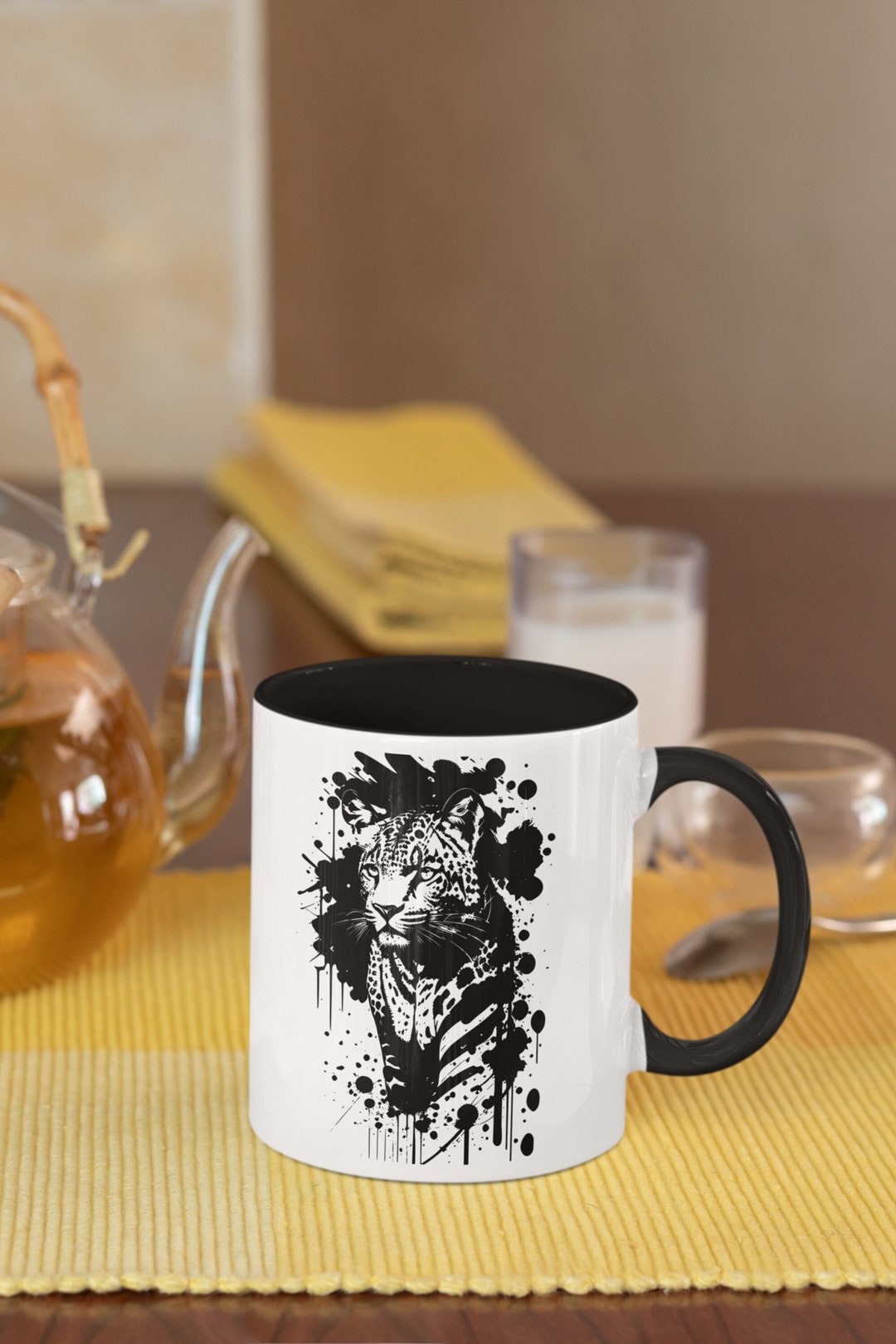 Black Leopard Mug Leopard Mug Cups, Leopard Mom Gift, Leopard Lover ...