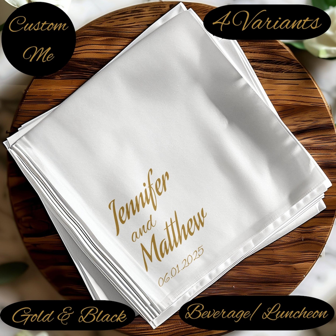 Custom Wedding Napkin, Personalized Engagement Napkin, Bride and Groom ...