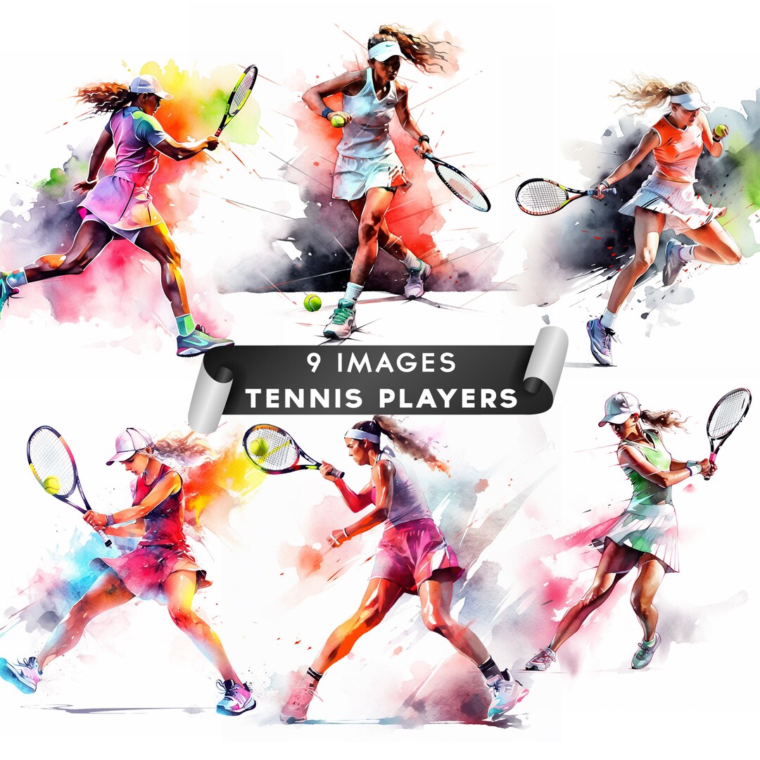 Female Tennis Clipart, Watercolor Tennis Player Clipart Sport ...
