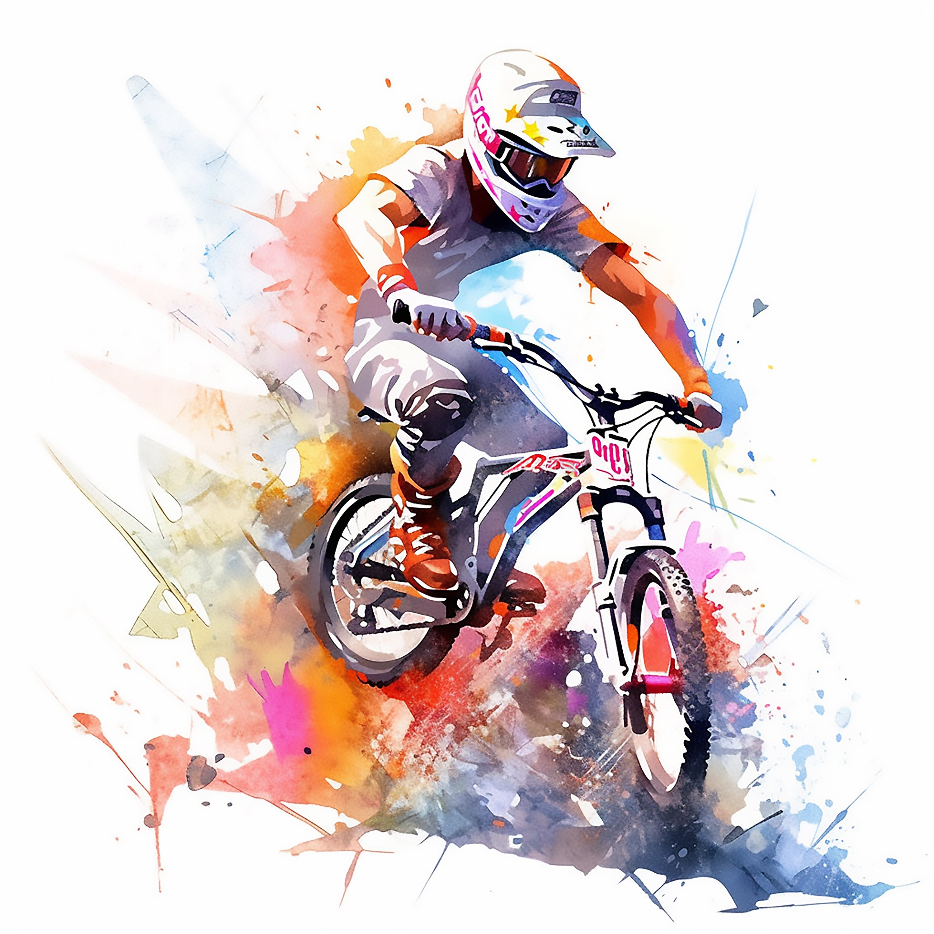 Bmx Rider Clipart, Watercolor Bmx Bike Clipart Sport Illustration Biker ...