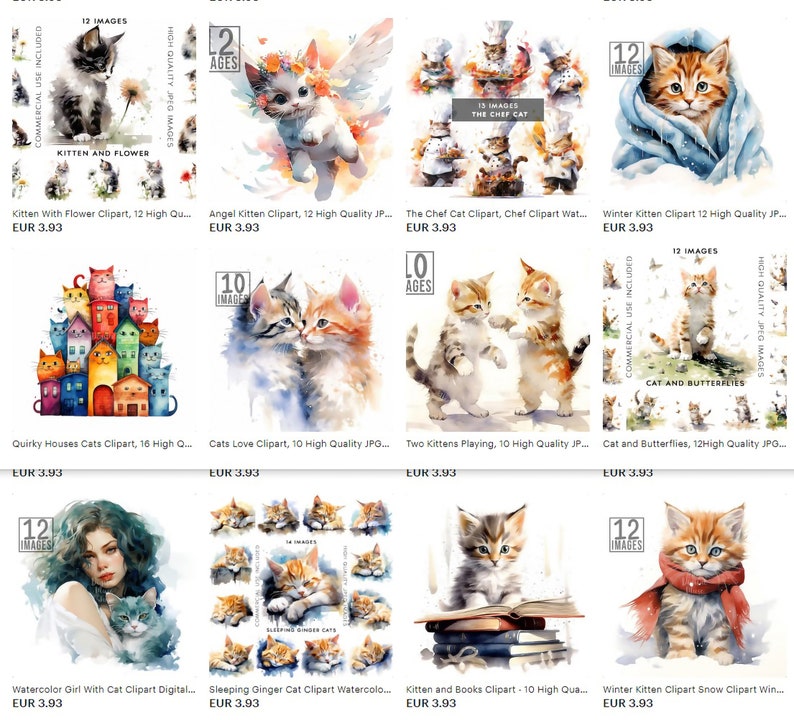 Cat Mega Bundle, 500+ Cat Clipart Bundle Watercolor Clipart Cat Lover ...