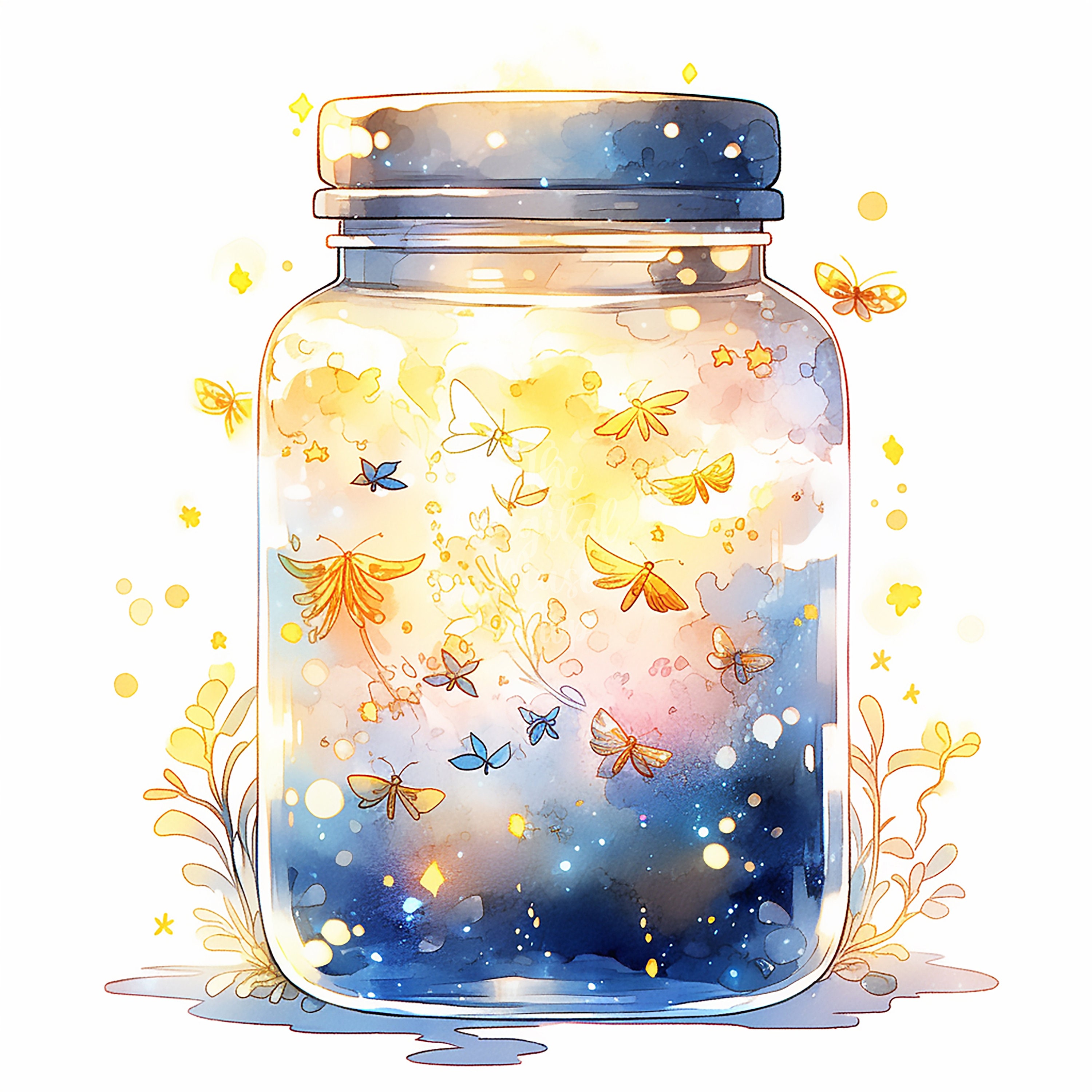 Firefly Jars Watercolor Clipart Commercial Use Clipart 12 - Etsy