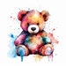 Colorful Teddy Bear Clipart, 12 High Quality Jpgs , Watercolor Clipart ...