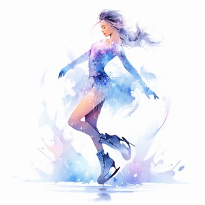 Ice Skating Clipart, Watercolor Figure Skating Clipart Skater ...