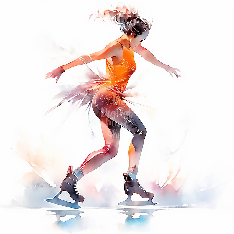 Ice Skating Clipart, Watercolor Figure Skating Clipart Skater ...