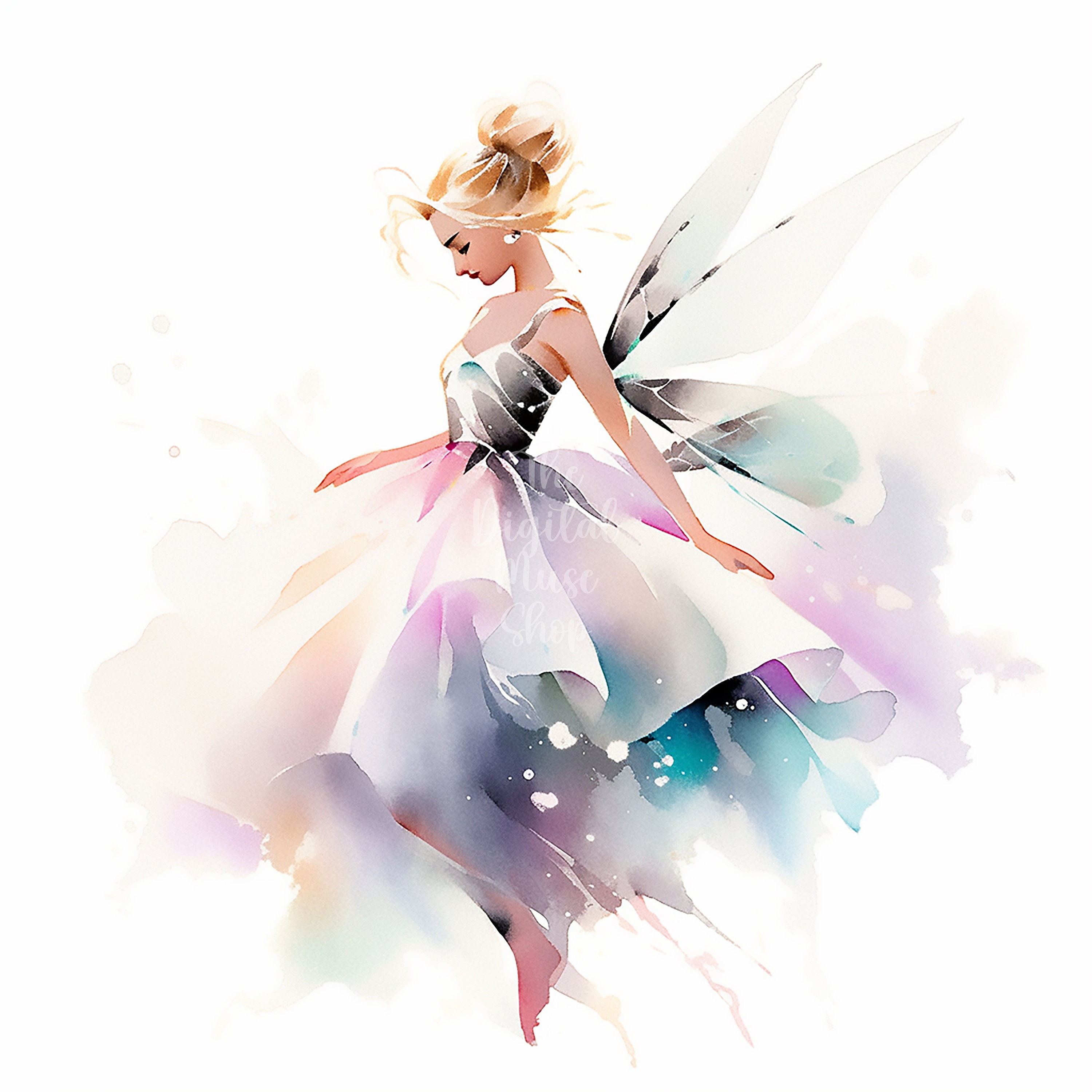 Watercolor Fairies Clipart, 10 High Quality Jpgs, Watercolor Clipart ...