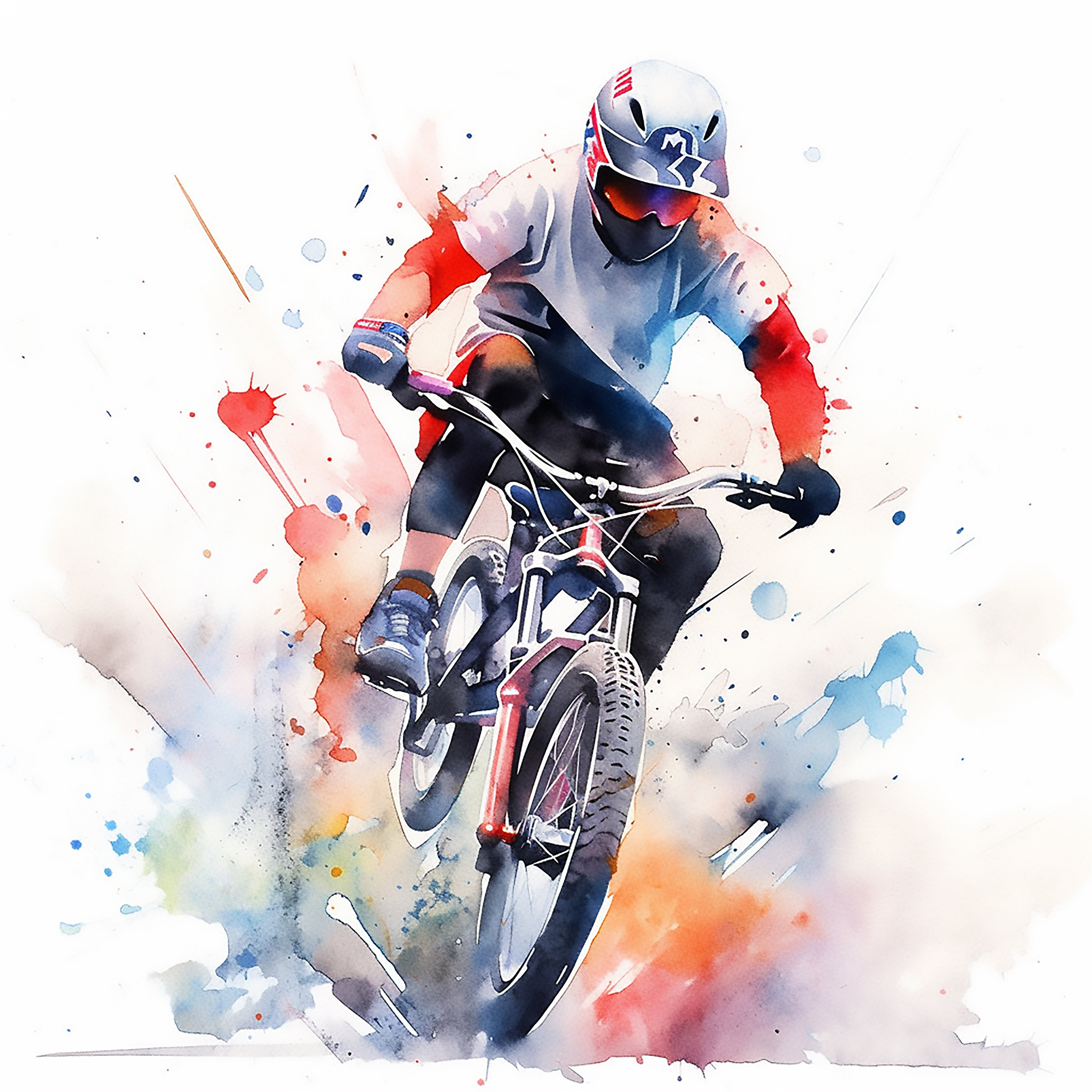 Bmx Rider Clipart, Watercolor Bmx Bike Clipart Sport Illustration Biker ...