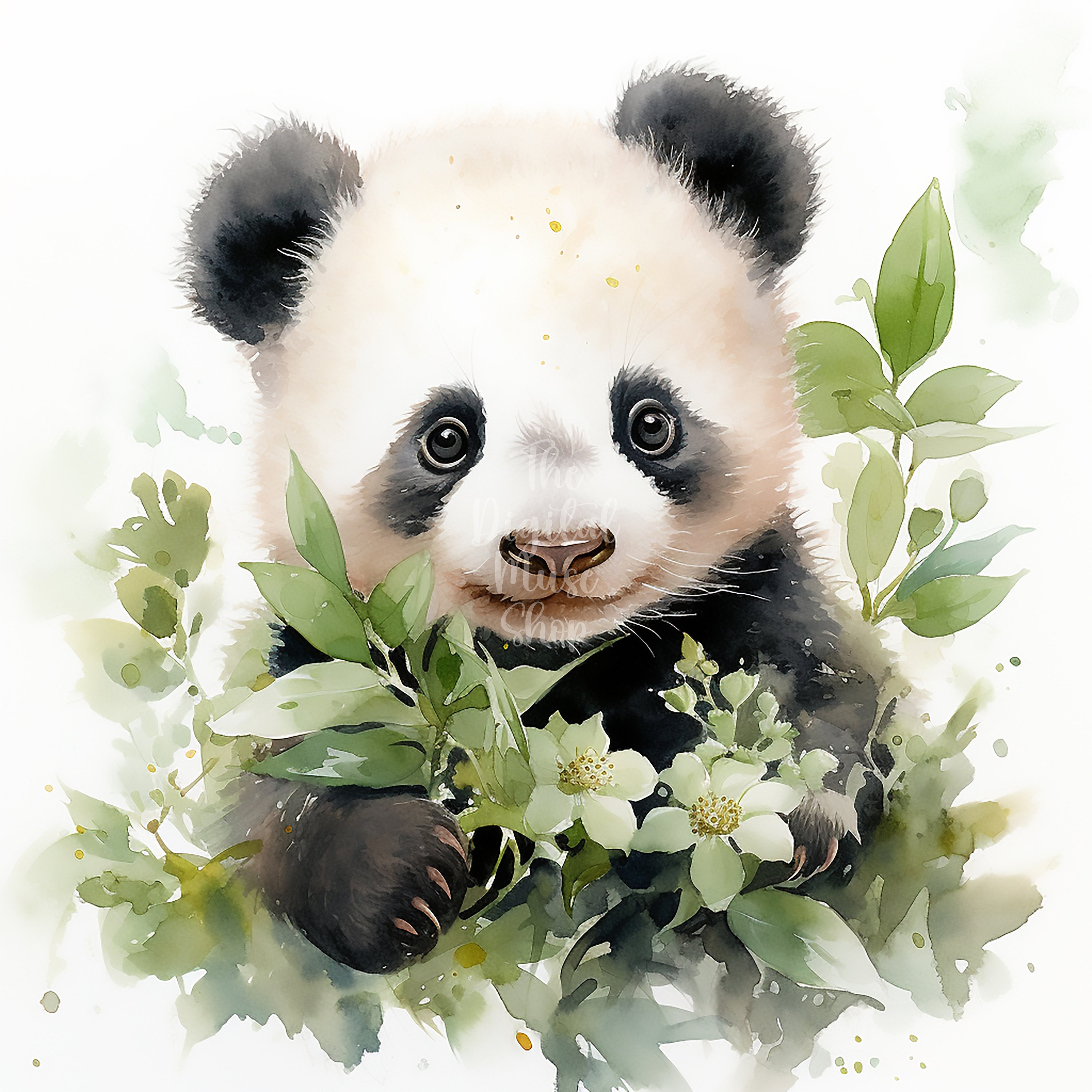 Panda Clipart Flower Watercolor Animal Clipart Panda Clip Art Animals ...