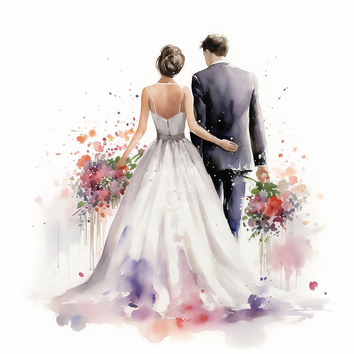 Bride and Groom Clipart, 12 High Quality Jpgs, Wedding Clipart ...