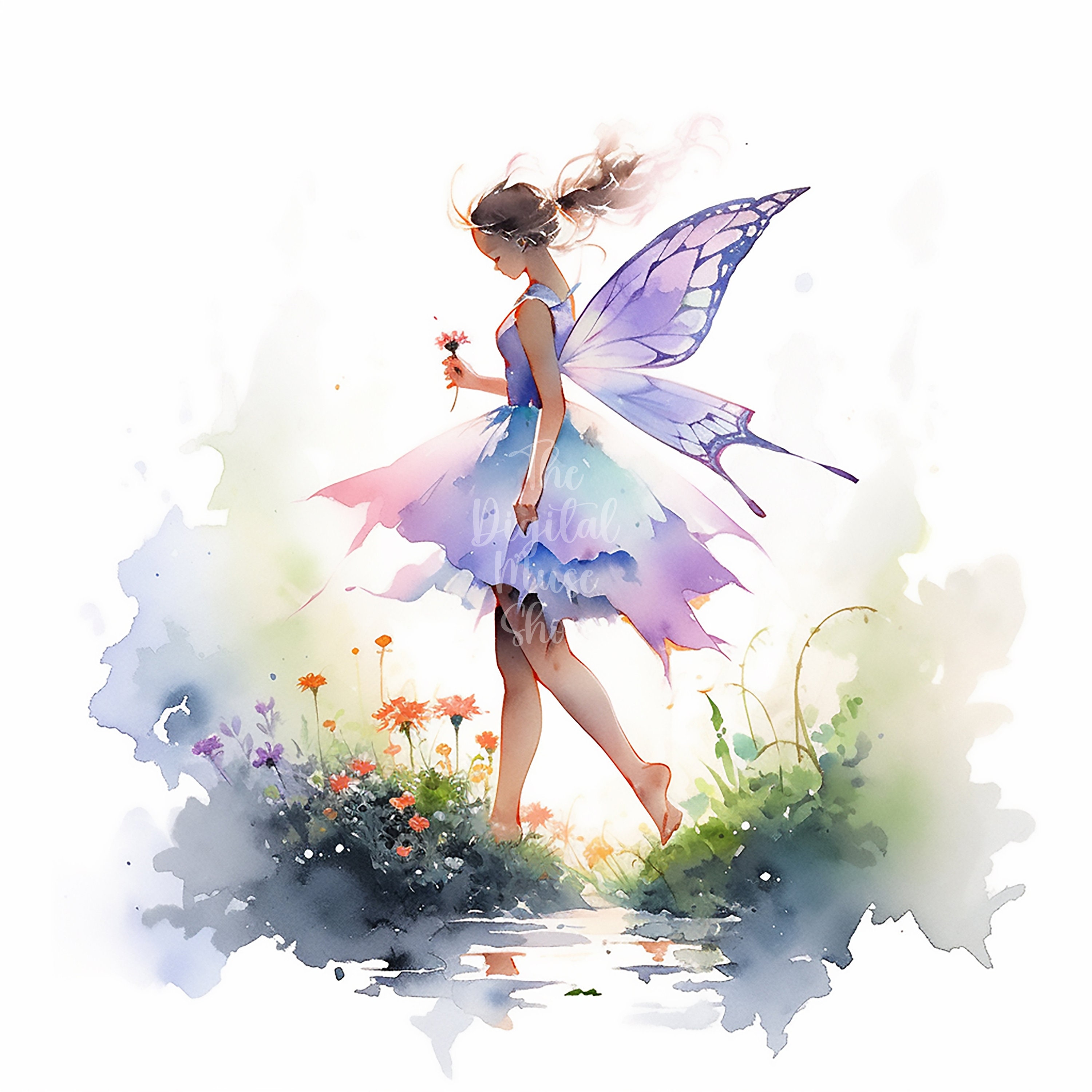 Watercolor Fairies Clipart, 10 High Quality Jpgs, Watercolor Clipart ...