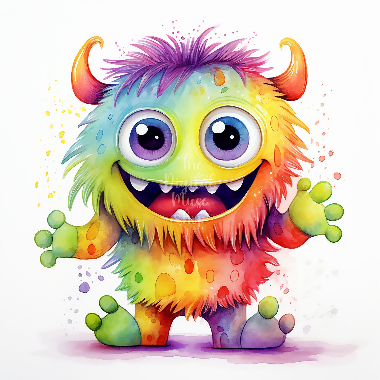 Cute Fluffy Monsters Clipart, Nursery Clipart Digital Paper Craft Card ...