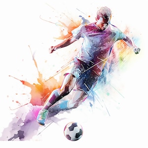 Soccer Clipart, Watercolor Soccer Player Clipart Sport Illustration ...