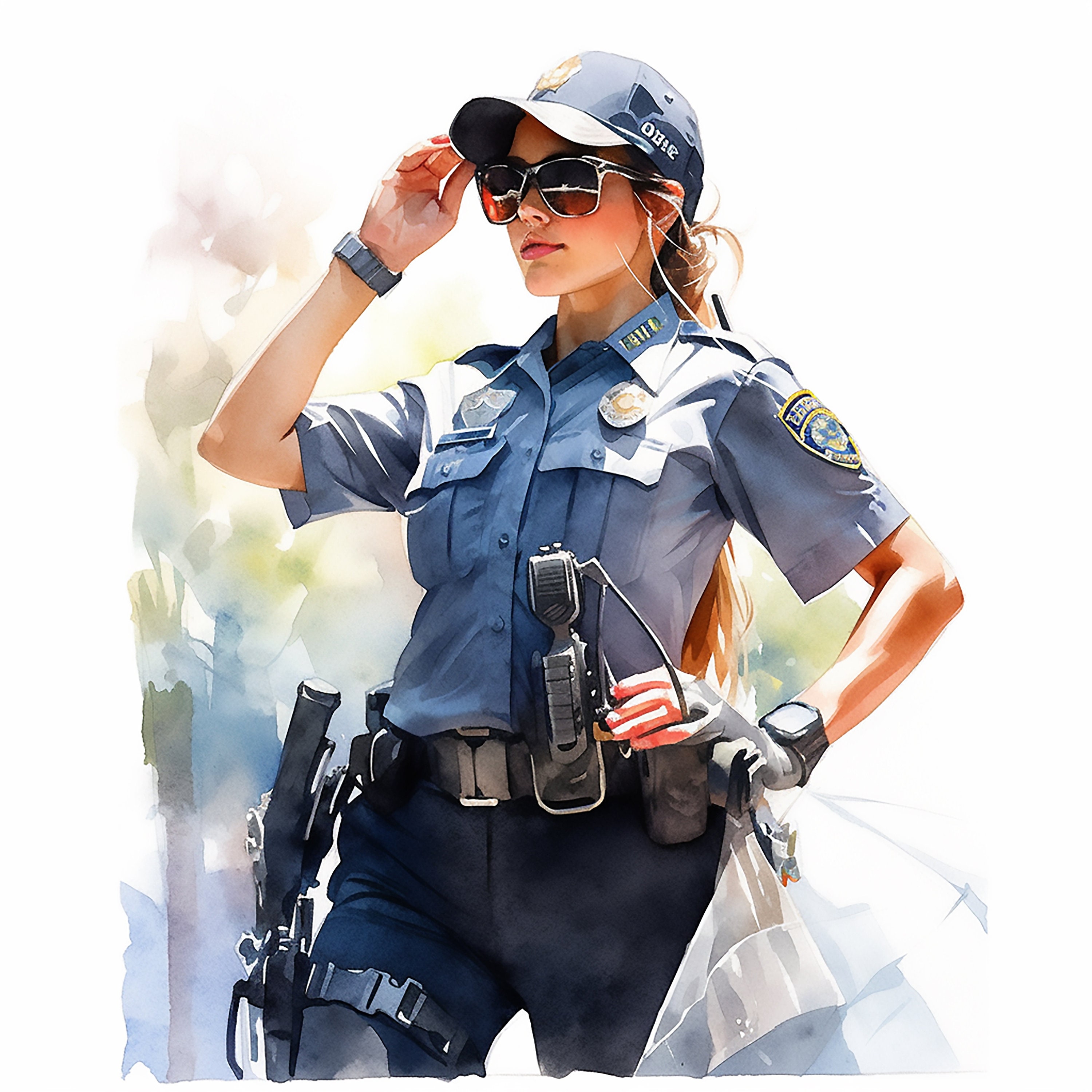Police Woman Clipart, 11 High Quality Jpgs Watercolor Clipart Police ...