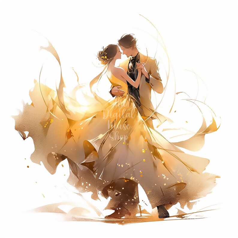 Gold Wedding Dance Clipart 10 High Quality Jpgs Wedding - Etsy
