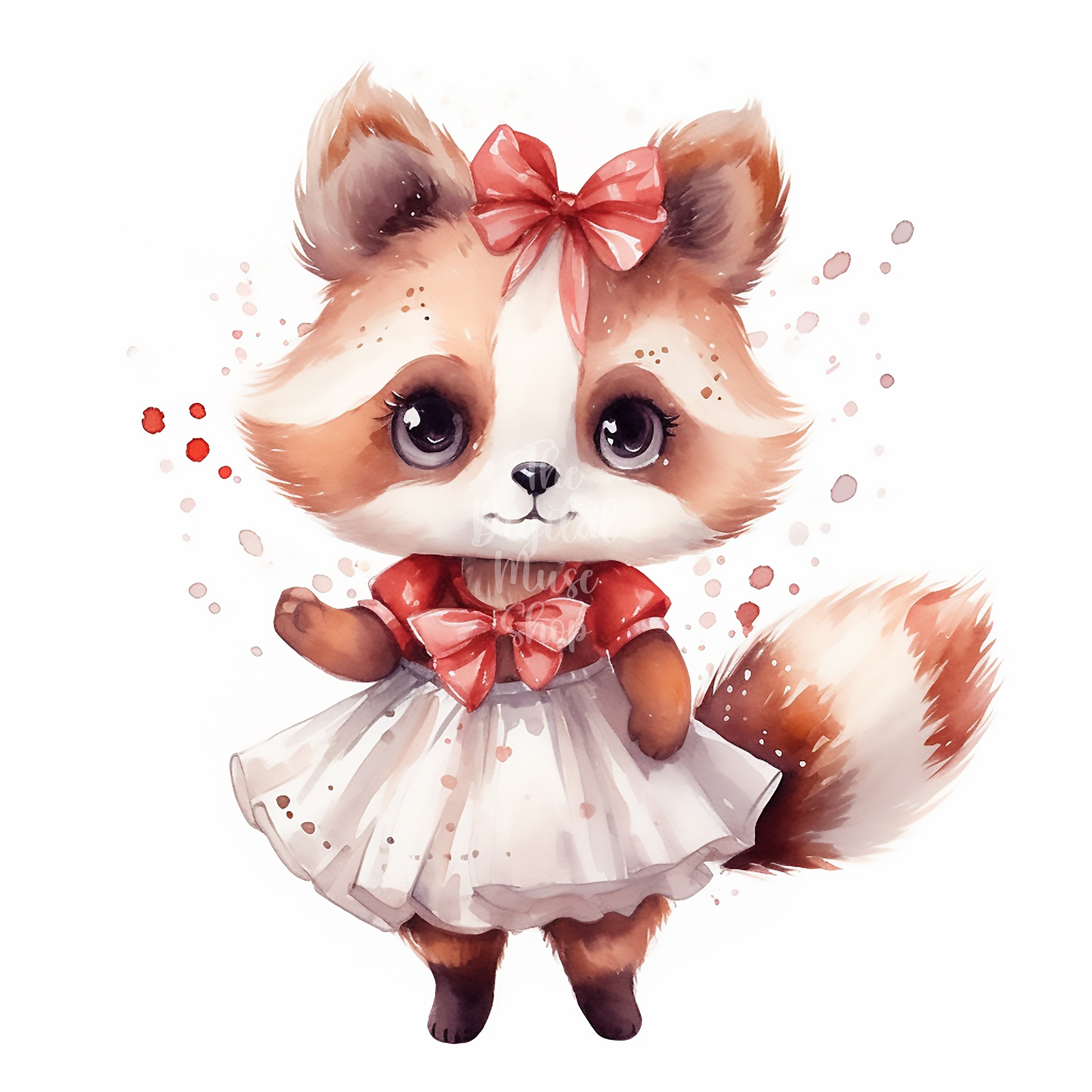 Ballerina Clipart Red Panda Illustration Nursery Art - Etsy