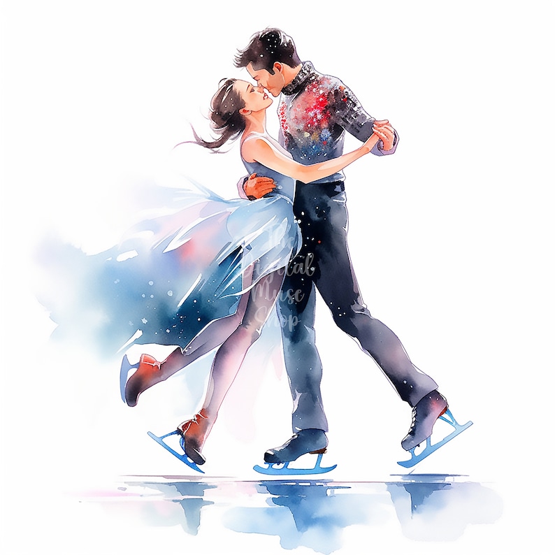 Figure Skating Clipart, Watercolor Ice Skating Clipart Skater ...