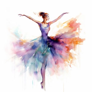 Watercolor Ballerina Clipart, 10 High Quality Jpgs, Watercolor Clipart ...