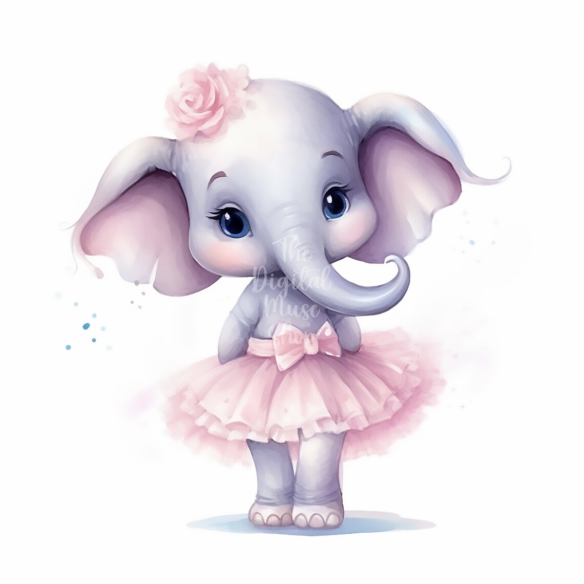 Ballerina Clipart Elephant Watercolor Clipart Baby Elephant Clipart ...