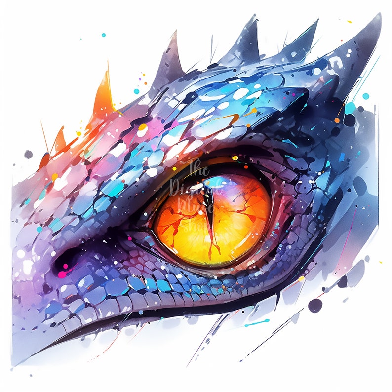 Dragon Eyes Clipart, 12 High Quality Jpgs Watercolor Clipart Digital ...