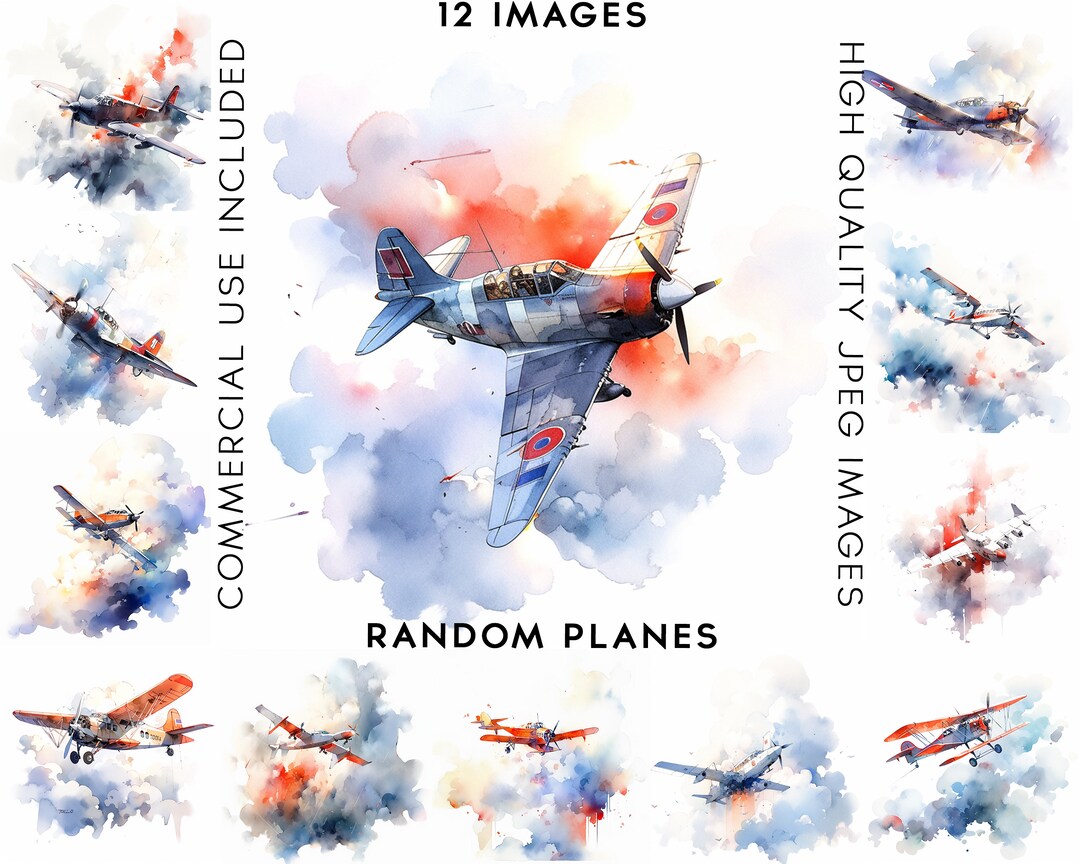 Random Planes Clipart, 12 High Quality Jpgs, Digital Paper Craft, Plane ...
