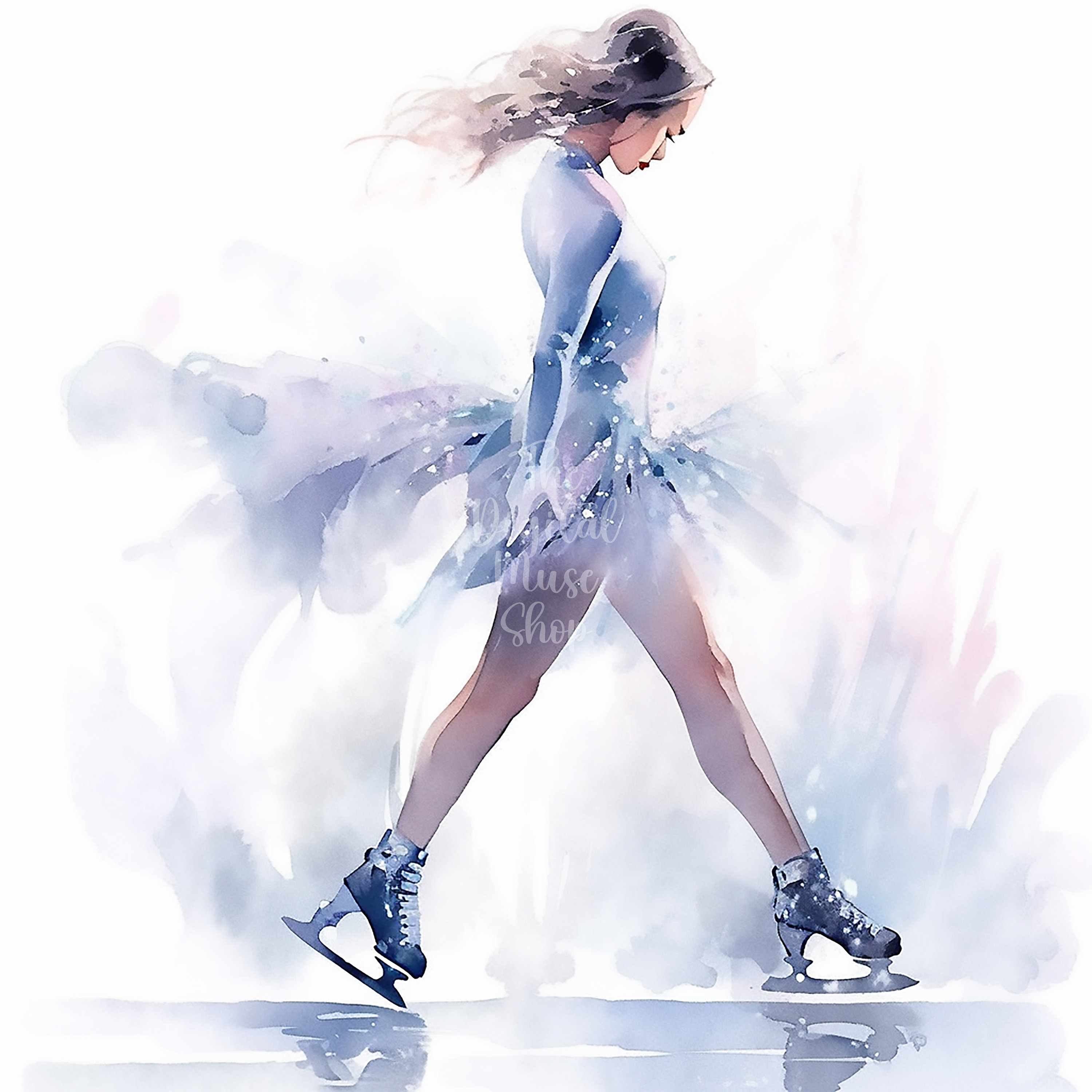 Ice Skating Clipart, Watercolor Figure Skating Clipart Skater ...