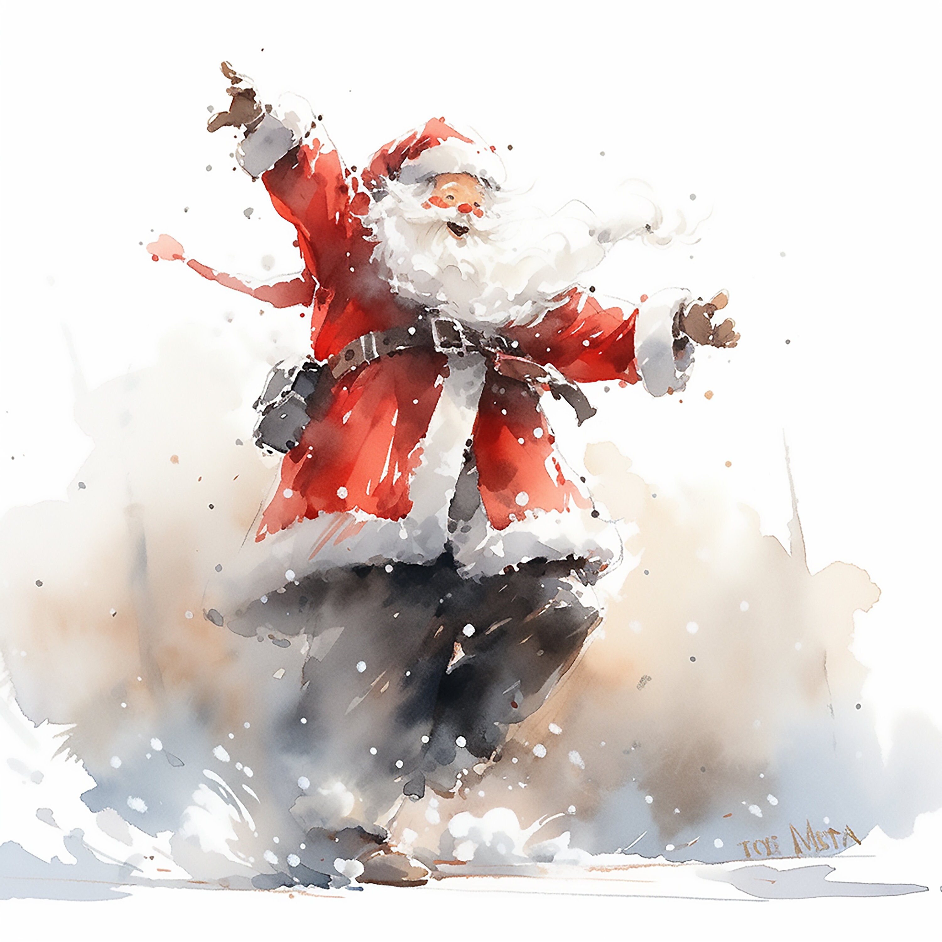 Dancing Santa Claus Clipart, Christmas Clipart Watercolor Clipart ...