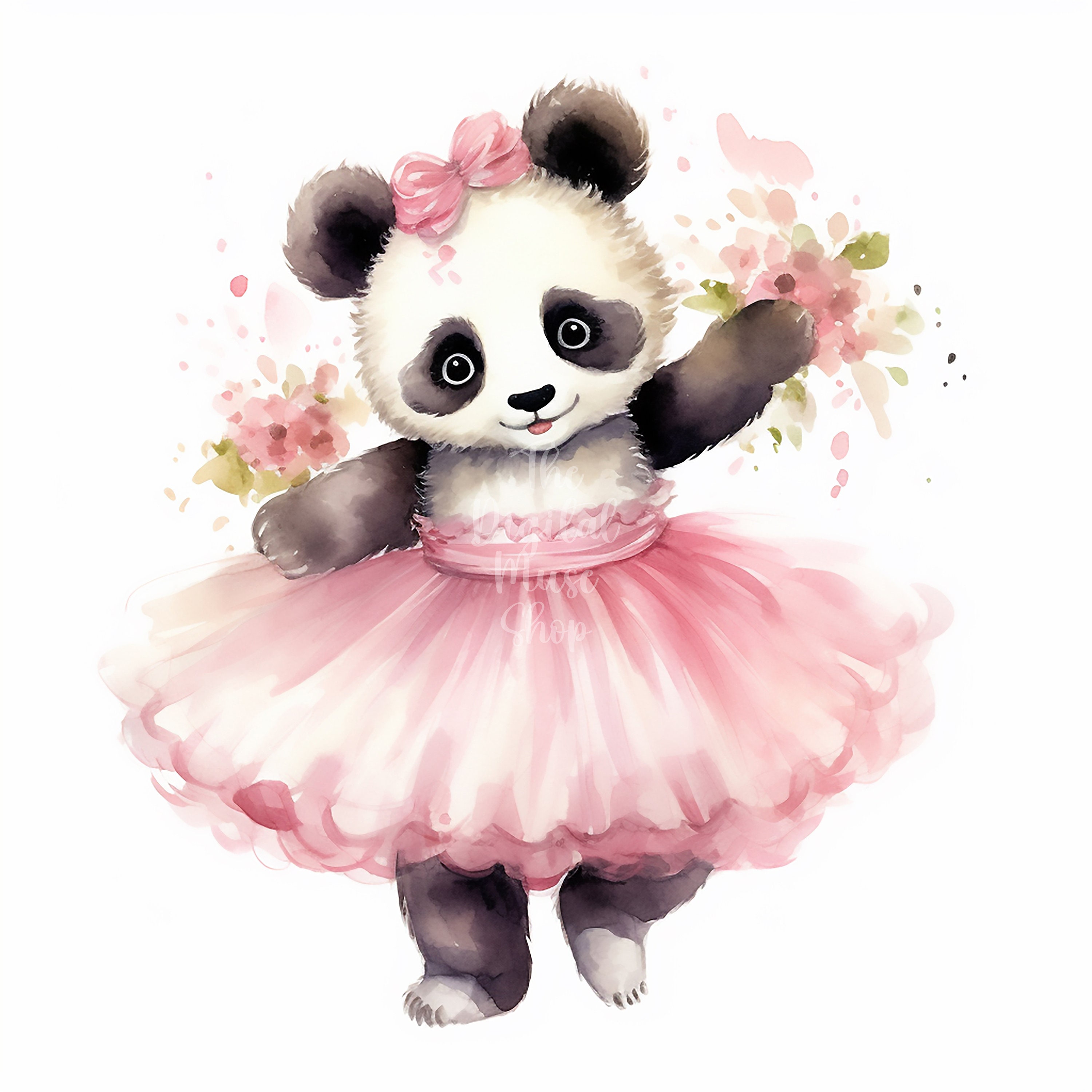 Nursery Ballerina Clipart Panda Illustration Nursery Art - Etsy