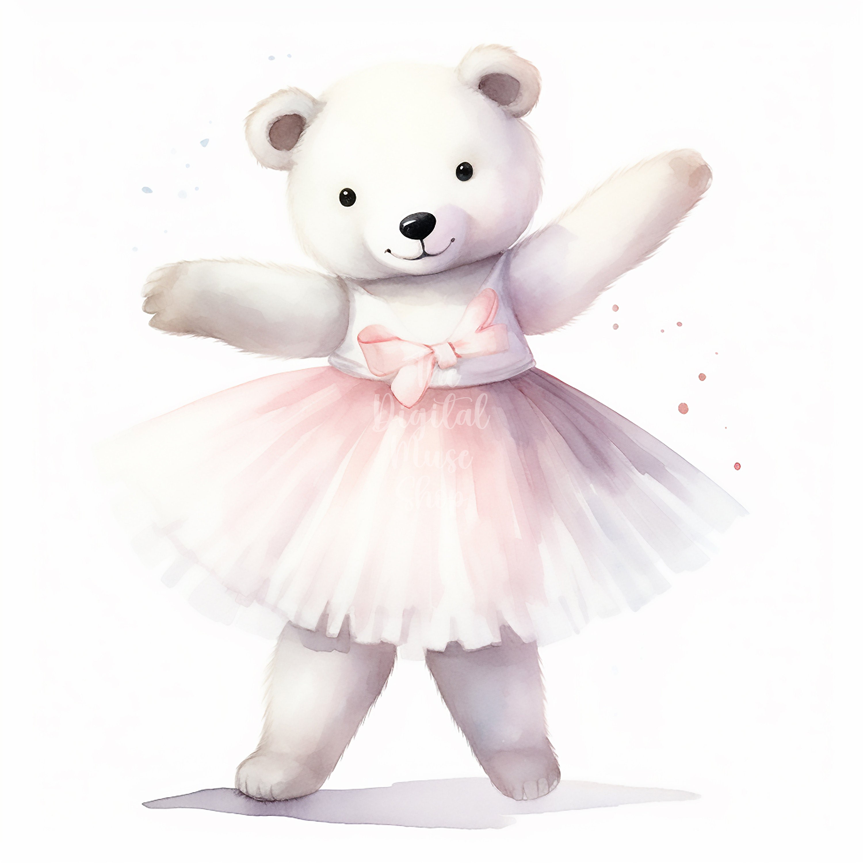 Ballerina Clipart Polar Bear Illustration Nursery Art Watercolor ...