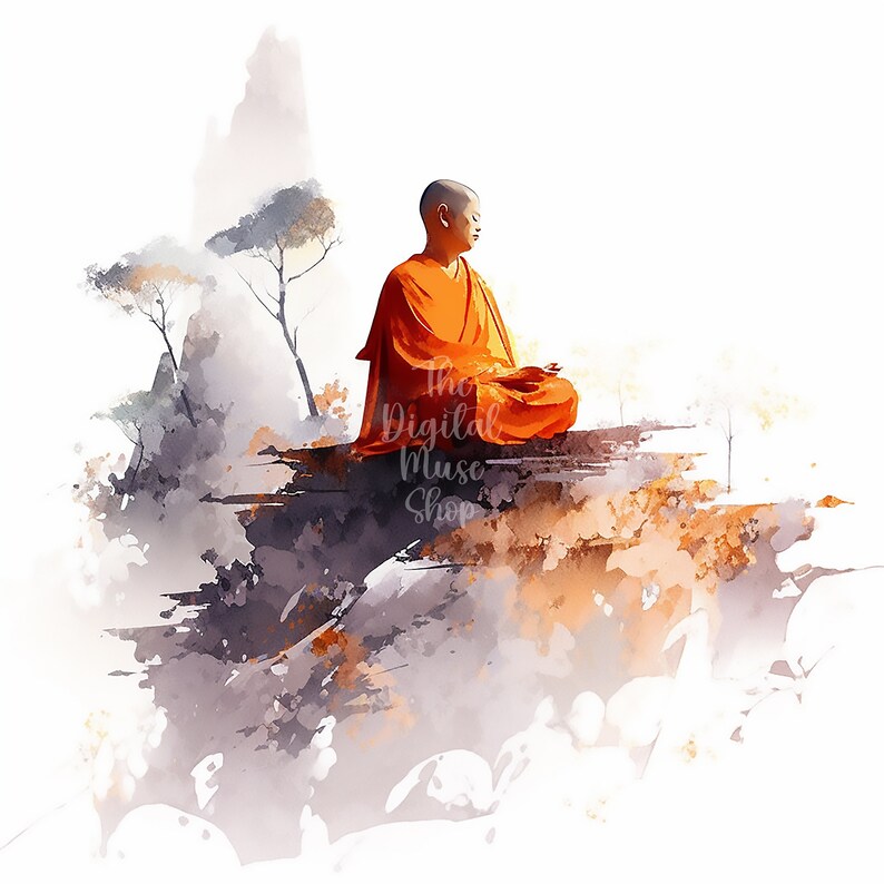 Buddhist Monk Clipart Buddha Statue Meditation Clipart Yoga - Etsy